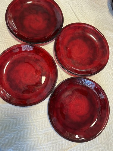 Vintage Arcoroc France Ruby Red Plates 8 1/2” -Set of 4 Bread Salad ...