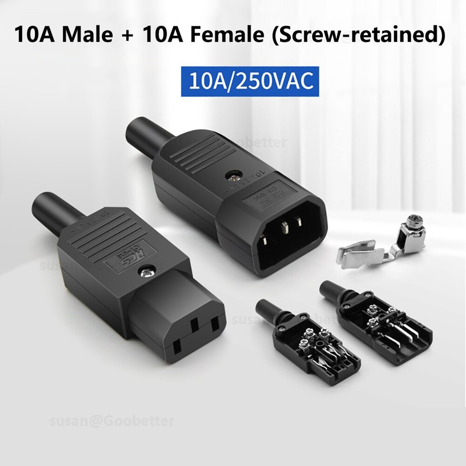 Mains Power Plug / Socket Inlet Outlet Cable Connectors Male Female AC ...