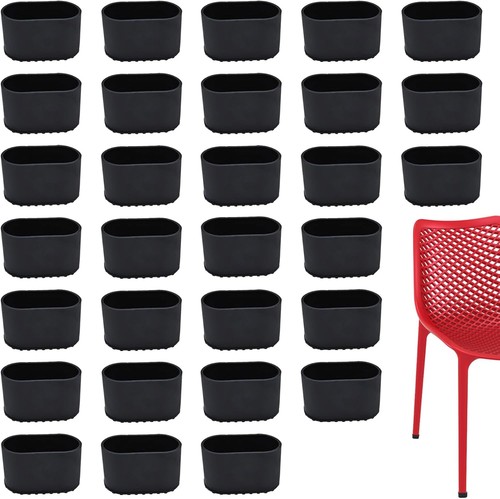 30 PCS Oval Chair Leg Caps Table Legs Pad Floor Protector Black Small ...