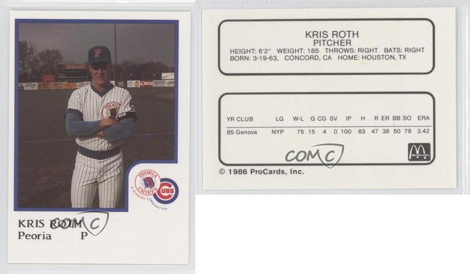 1986 ProCards Peoria Chiefs Kris Roth 0q3 | eBay