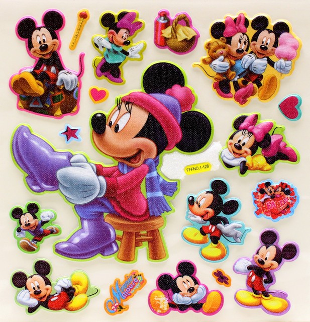 3D Scrapbooking Disney Characters Stickers Mickey Mouse 2 Sheets - 38 ...