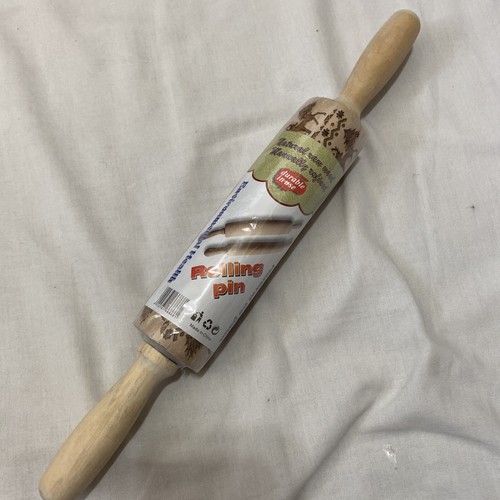 Environmental Health Rolling Pin Natural Wood Reindeer Embossed New ...