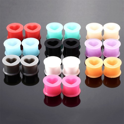 1PC Silicone Earring Flesh Tunnel Ear Plug Solid Color 8-12mm Piercing ...