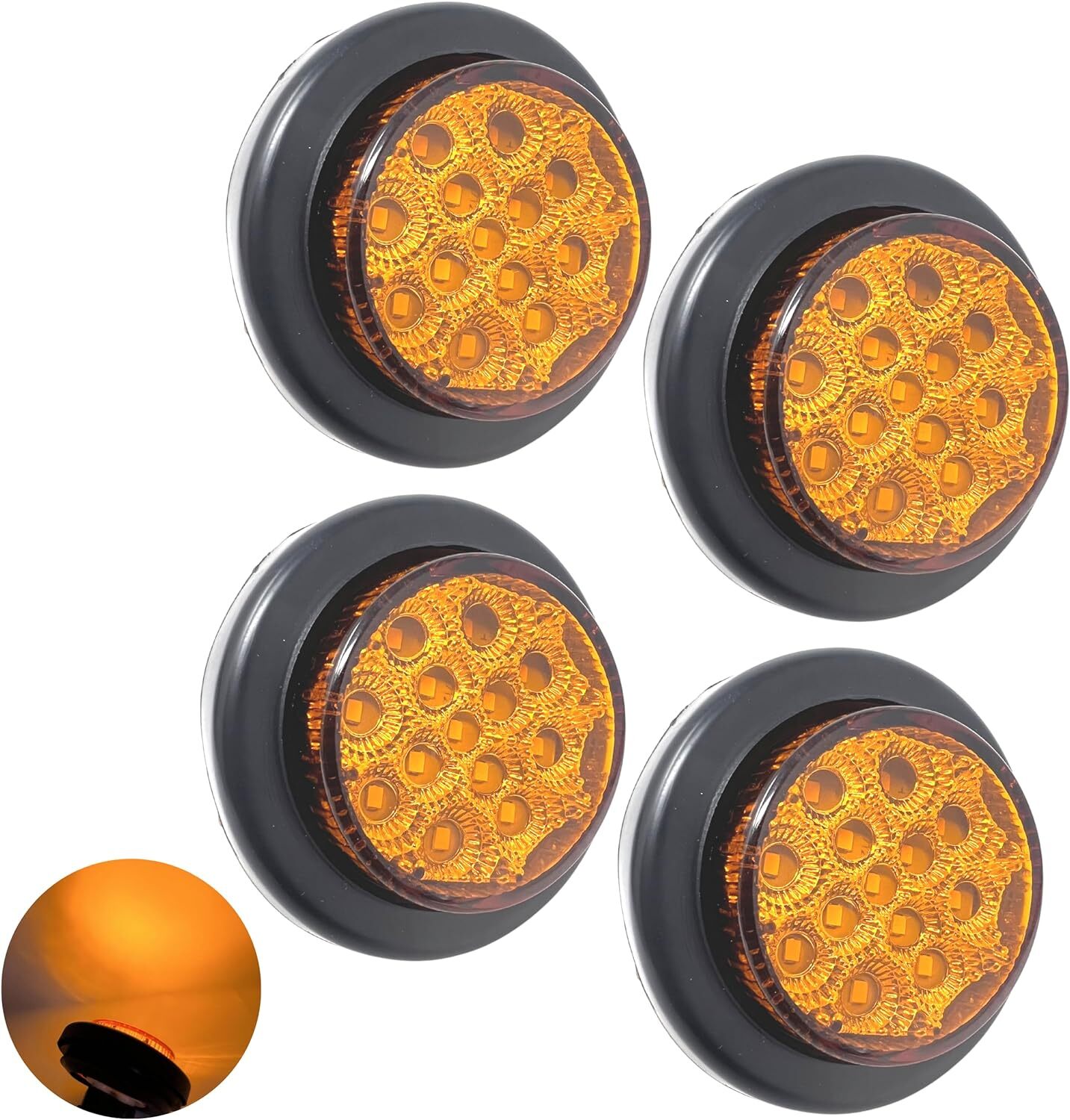 2" Round 13 LED Red/Amber Light Truck Trailer Side Marker Clearance ...
