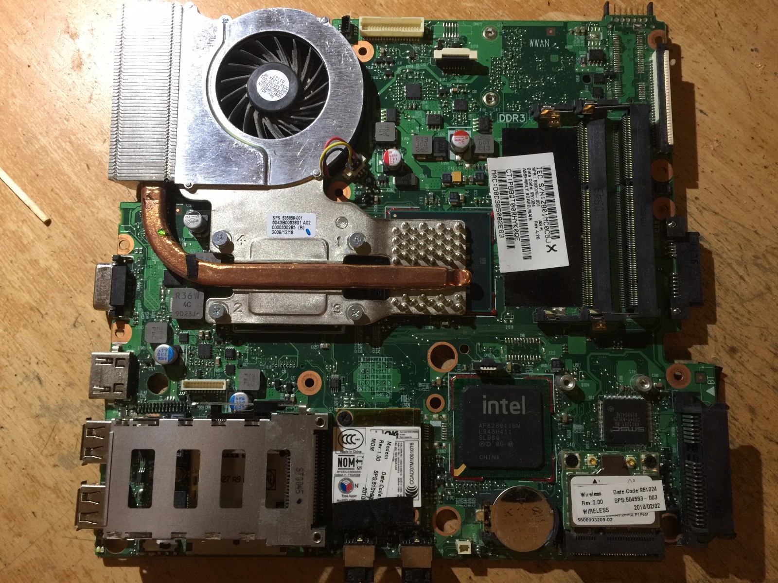 HP PROBOOK 4510s MOTHERBOARD INTEL CELERON T3000 1.8GHz DUAL CORE CPU ...