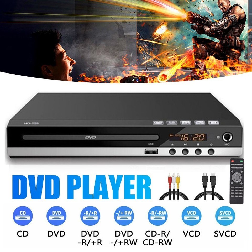 DVD Player All Region Free CD Recorded Disc HDMI AV HD AV Output Remote ...