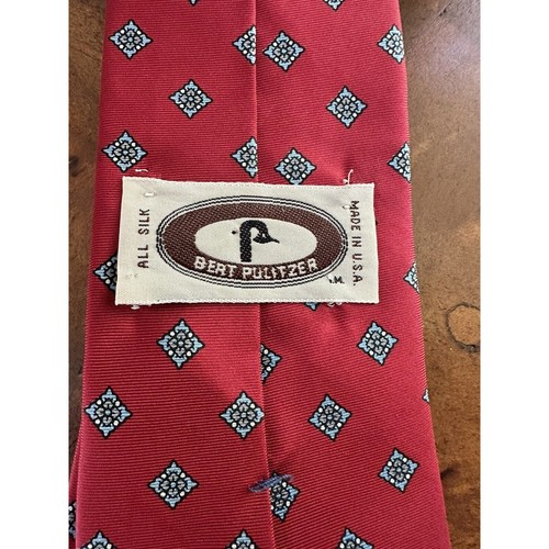 BERT PULITZER MEN'S All Silk TIE Red PAISLEY Width: 3.7/8" Length: 56 ...