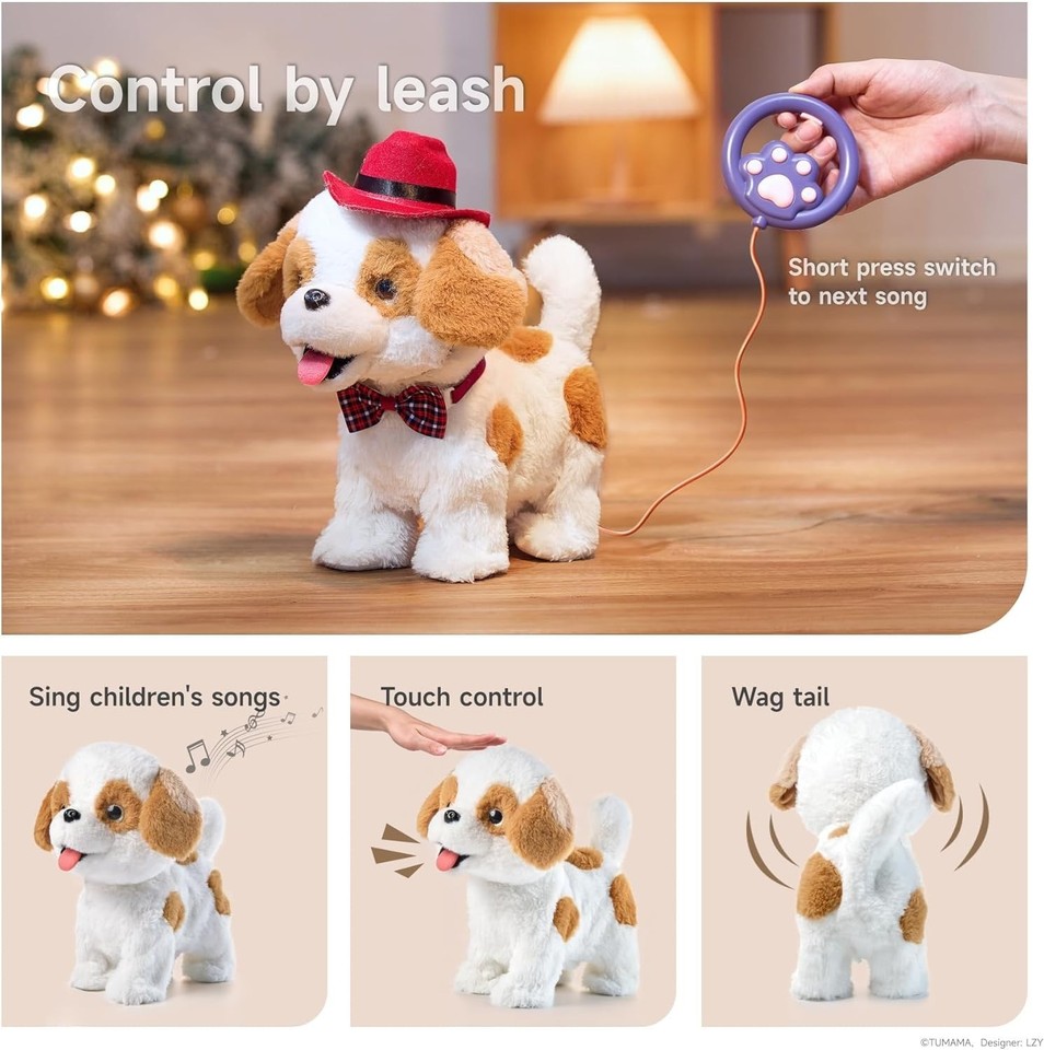 Walking Barking Toy Dog with Remote Control Leash, Plush Puppy ...