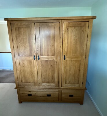 Solid Oak Triple Door Wardrobe | eBay UK