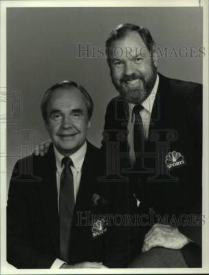 1988 Press Photo NBC Sports' sportscasters Dick Enberg & Merlin Olsen ...