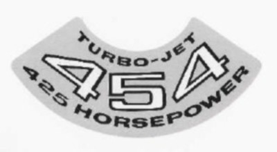 Chevrolet 454 Turbo Jet 425 HP Silver Air Cleaner Decal | eBay