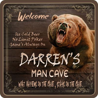 Personalized Man Cave Sign with Grizzly Bear | eBay