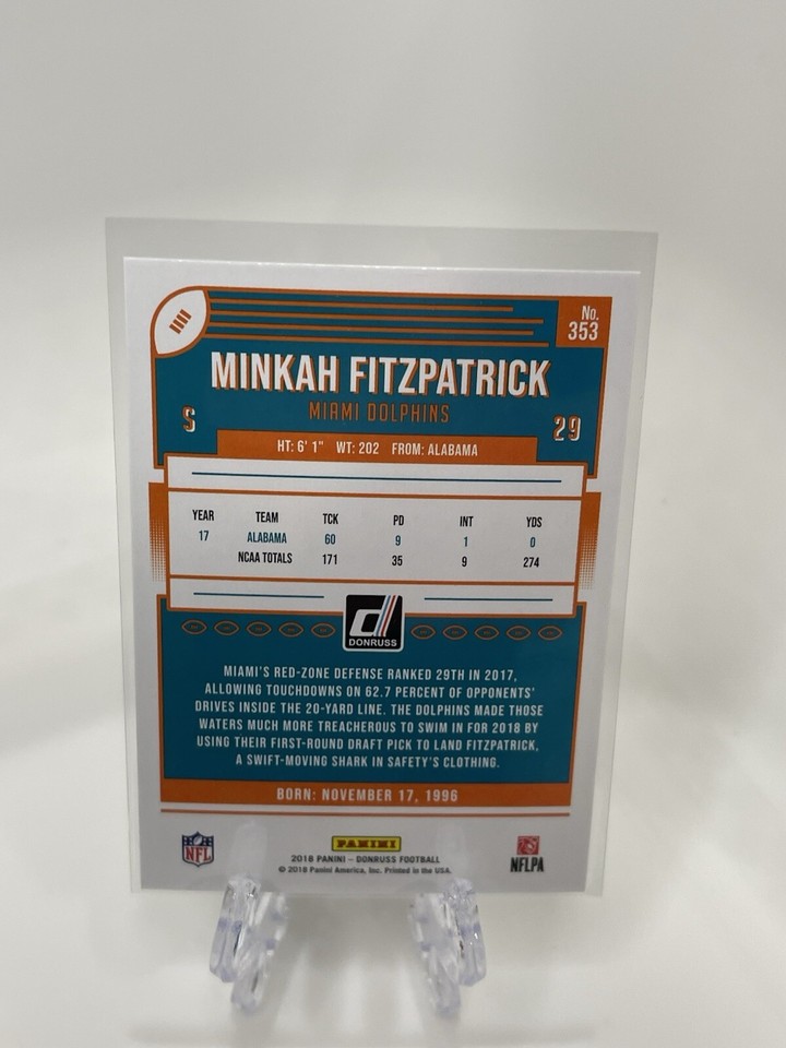 2018 Panini Donruss Minkah Fitzpatrick RC #353 | eBay