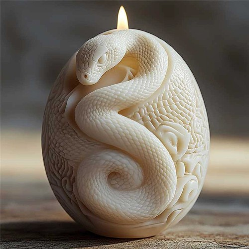 Snake Coiled Around Pillar Relief Cylindrical Candle Silicone Mold ...