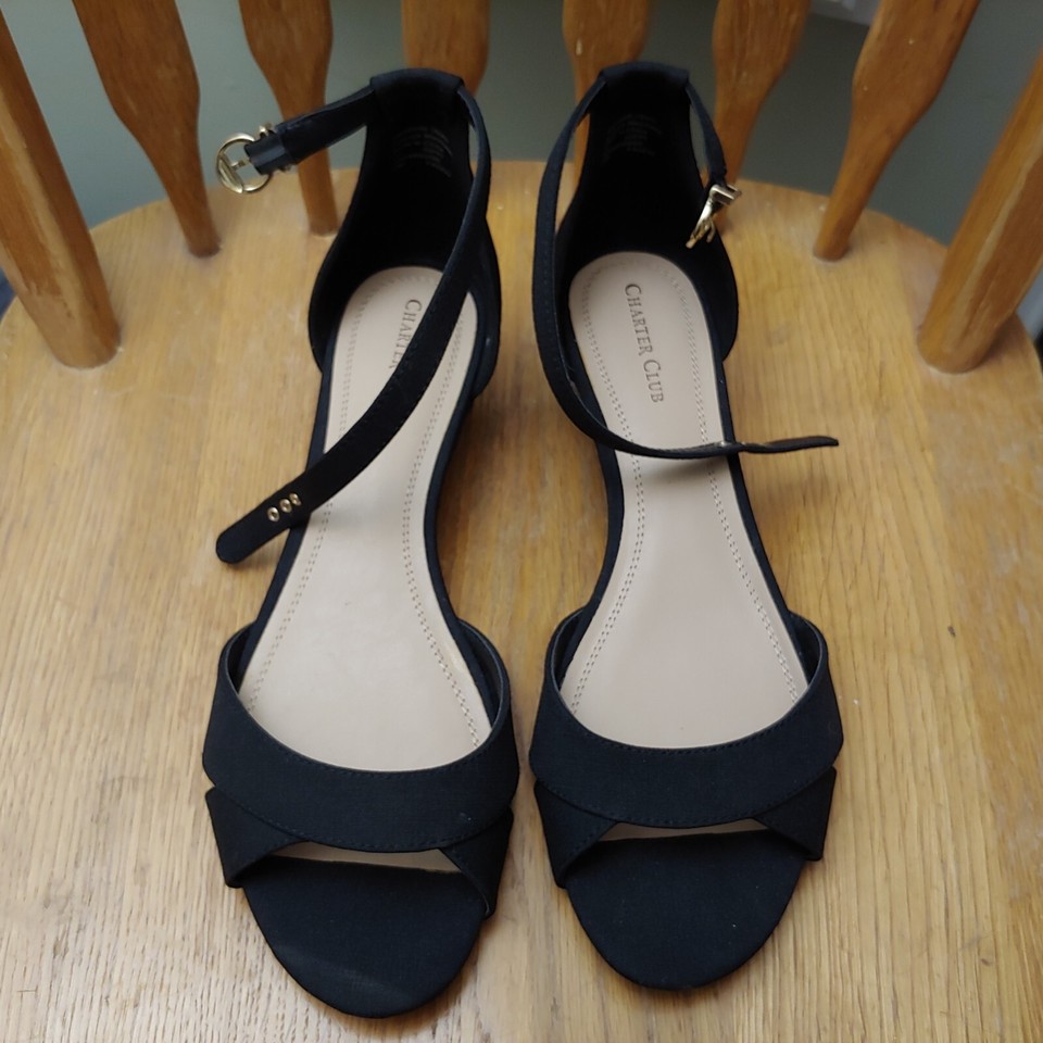 Charter Club Women's Black Gippi Wedge Sandals - Black - 10M | eBay