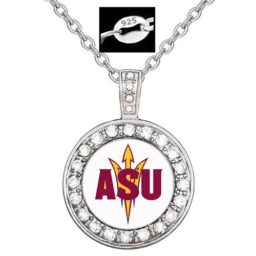 ASU Arizona State Sun Devils Womens Sterling Silver Necklace With ...