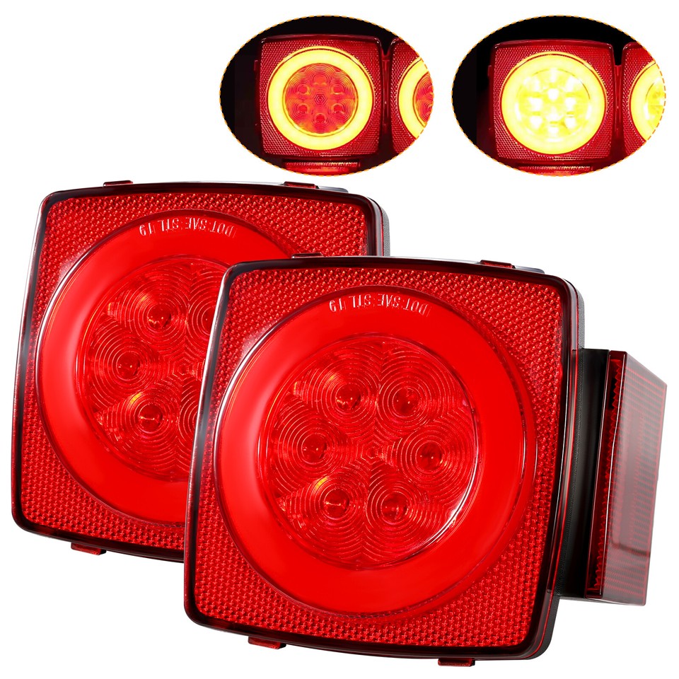LED Trailer Light Kit Stop Turn Tail Lights Brake Running Light Red ...