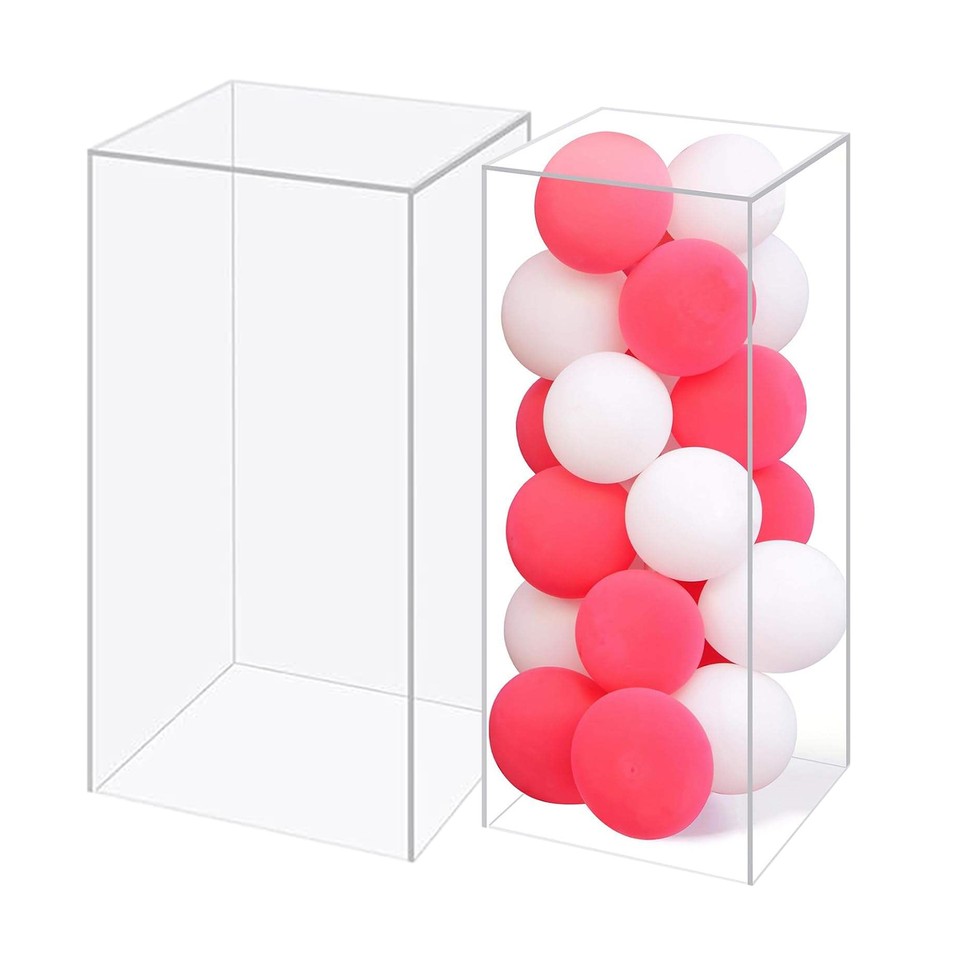 Set of 2 White Acrylic Cube Display Acrylic Pedestal Stand Art Decor ...