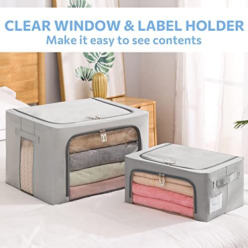 3pack Frame Storage Box Clothes Storage Bin Bags Oxford Fabric Foldable ...