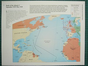 WW2 WWII MAP ~ BATTLE OF THE ATLANTIC I SEPT 1939 - MAY1940 U BOATS ...