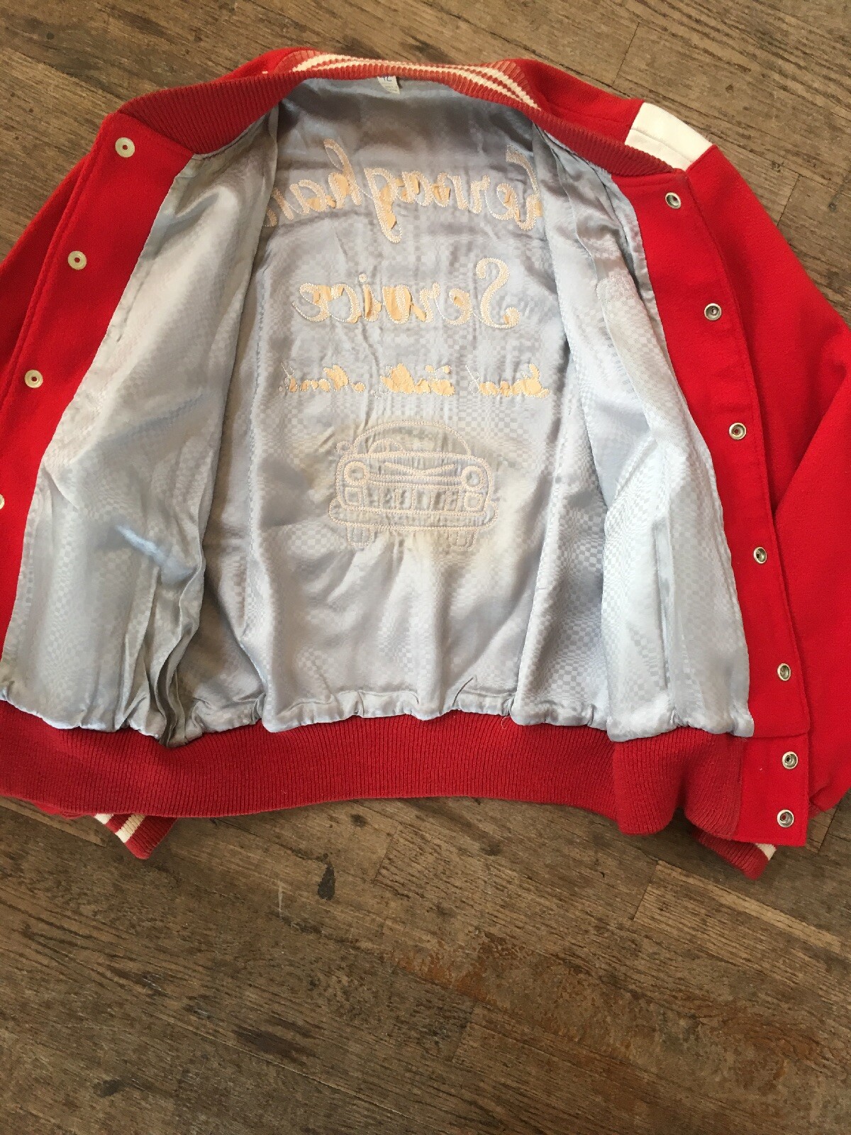 Vtg 1950s 60s Red Wool Car Club Jacket Mens 42 ML Roc… - Gem