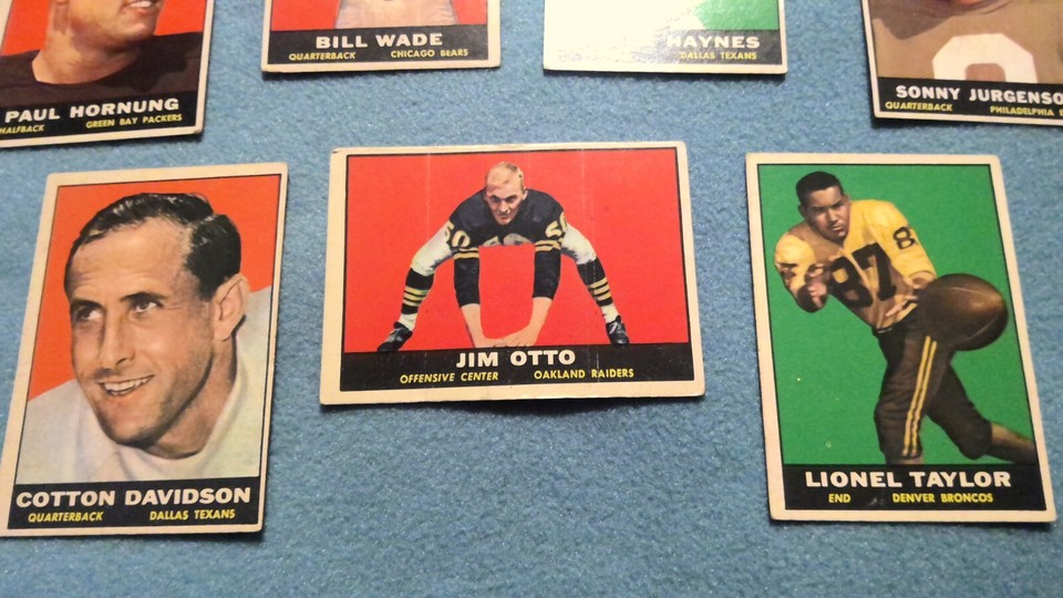 Original 1961 Topps Football Card Lot: Otto Hornung Haynes Jurgenson ...