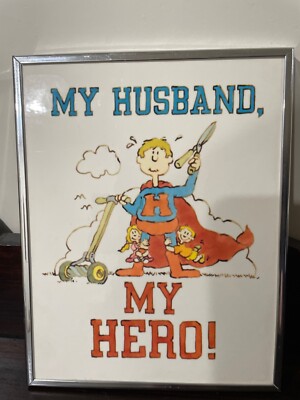 VIntage MY HUSBAND, MY HERO! Frame Sign 6.5”x 8.25” | eBay