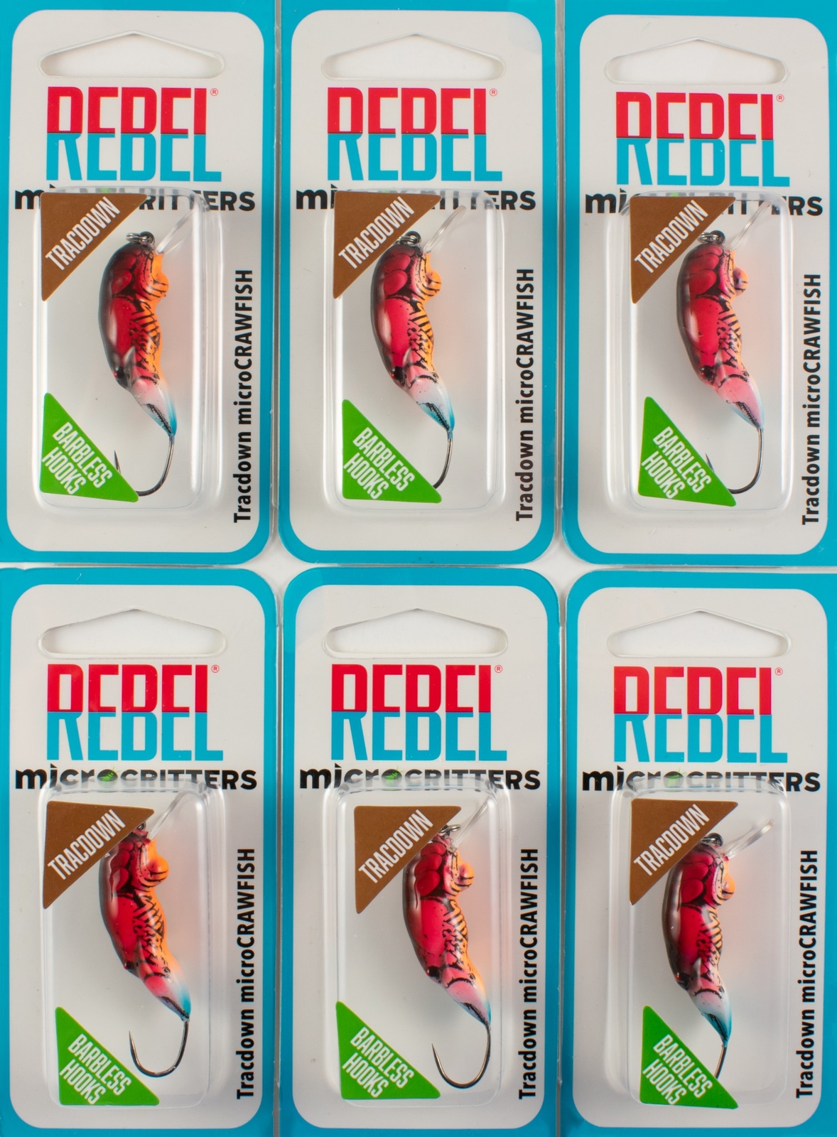 (LOT OF 6) REBEL TRACDOWN MICRO CRAWFISH 3/32OZ TD5865 NEST ROBBER ...