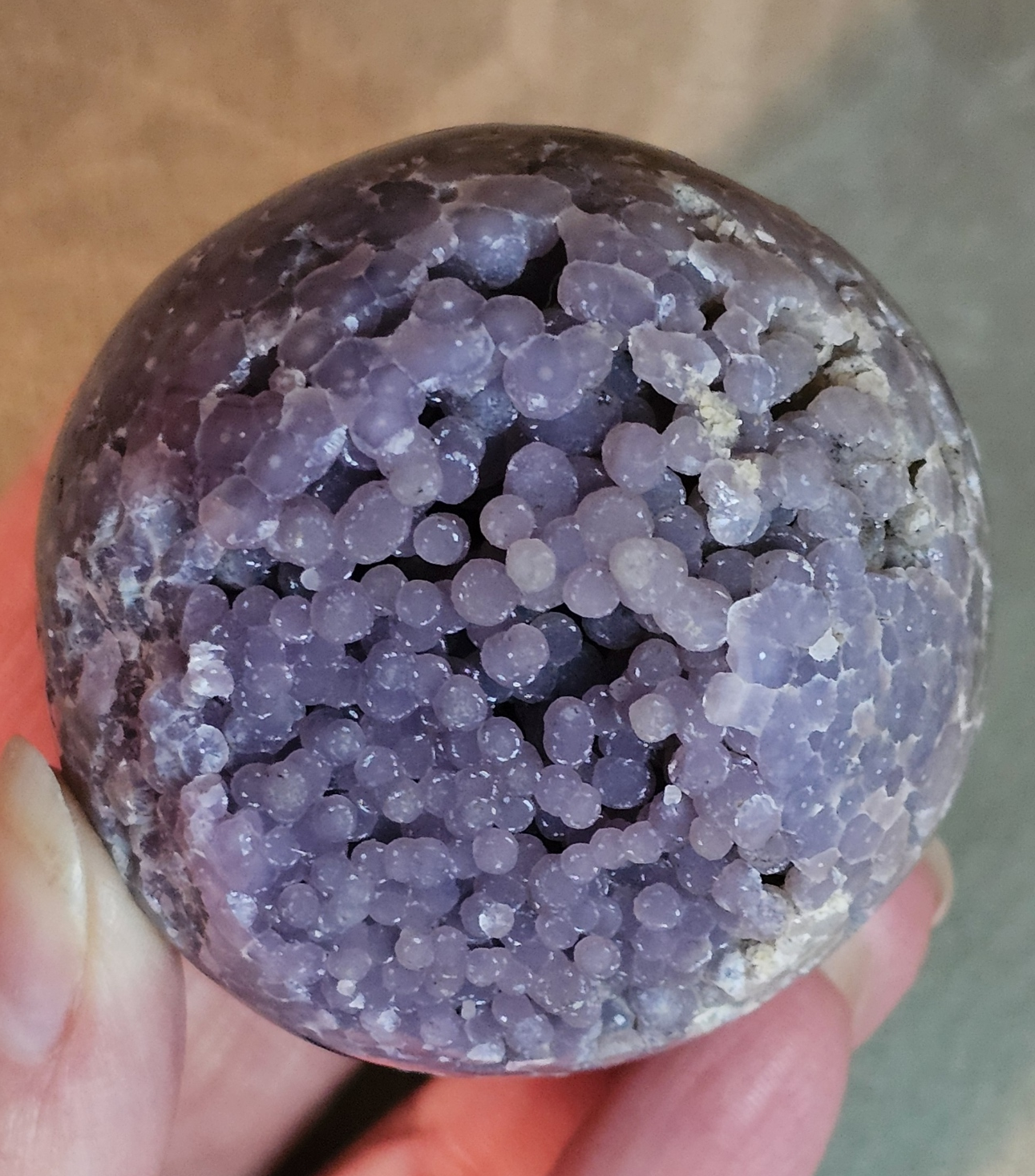 Unique Grape Agate Sphere Botryoidal Purple Chalcedony With Wooden ...
