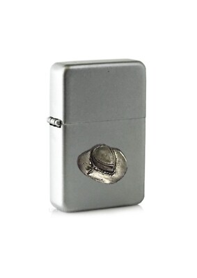 w07 Cowboy Stetson Hat emblem on a flip top petrol silver lighter ...
