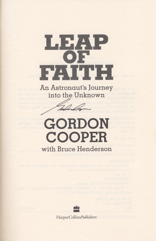 GORDON COOPER Autographed Signed Book NASA Astronaut Mercury 7 Gemini 5 ...