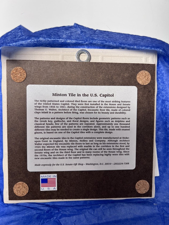 Minton Tile Senate Gift Shop Souvenir DC Besheer Art Decor Trivet #256 ...