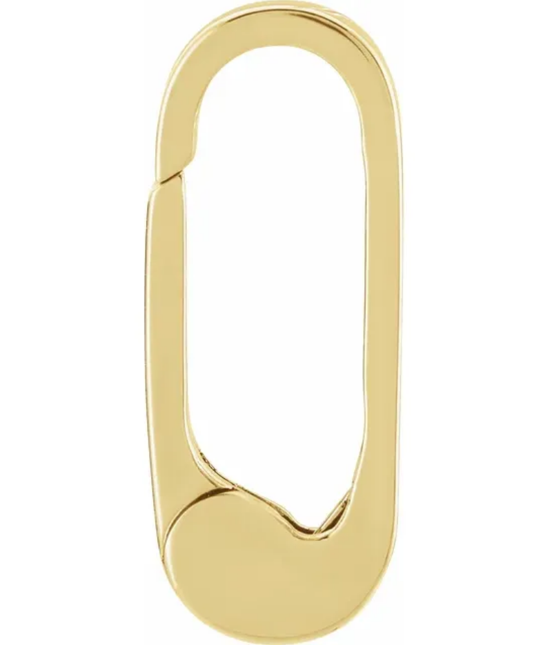 15mm 14k Yellow Gold Charm Hinged Carabiner Lock Bail Enhancer Extender ...