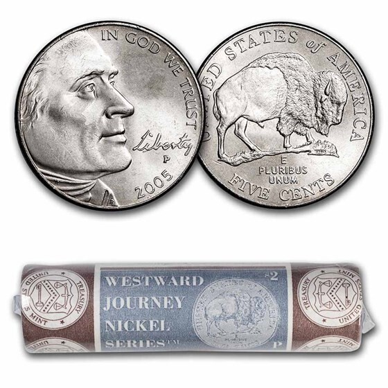 Buffalo Nickel Roll 2005 Uncirculated Philadelphia Mint Lot Of 40 5c ...