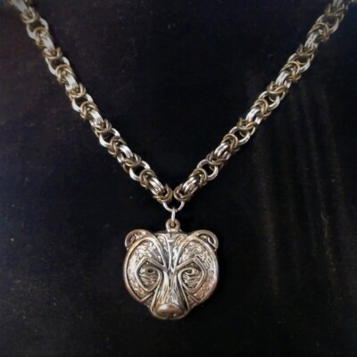 Viking Nordic Bear Chainmail Necklace | eBay