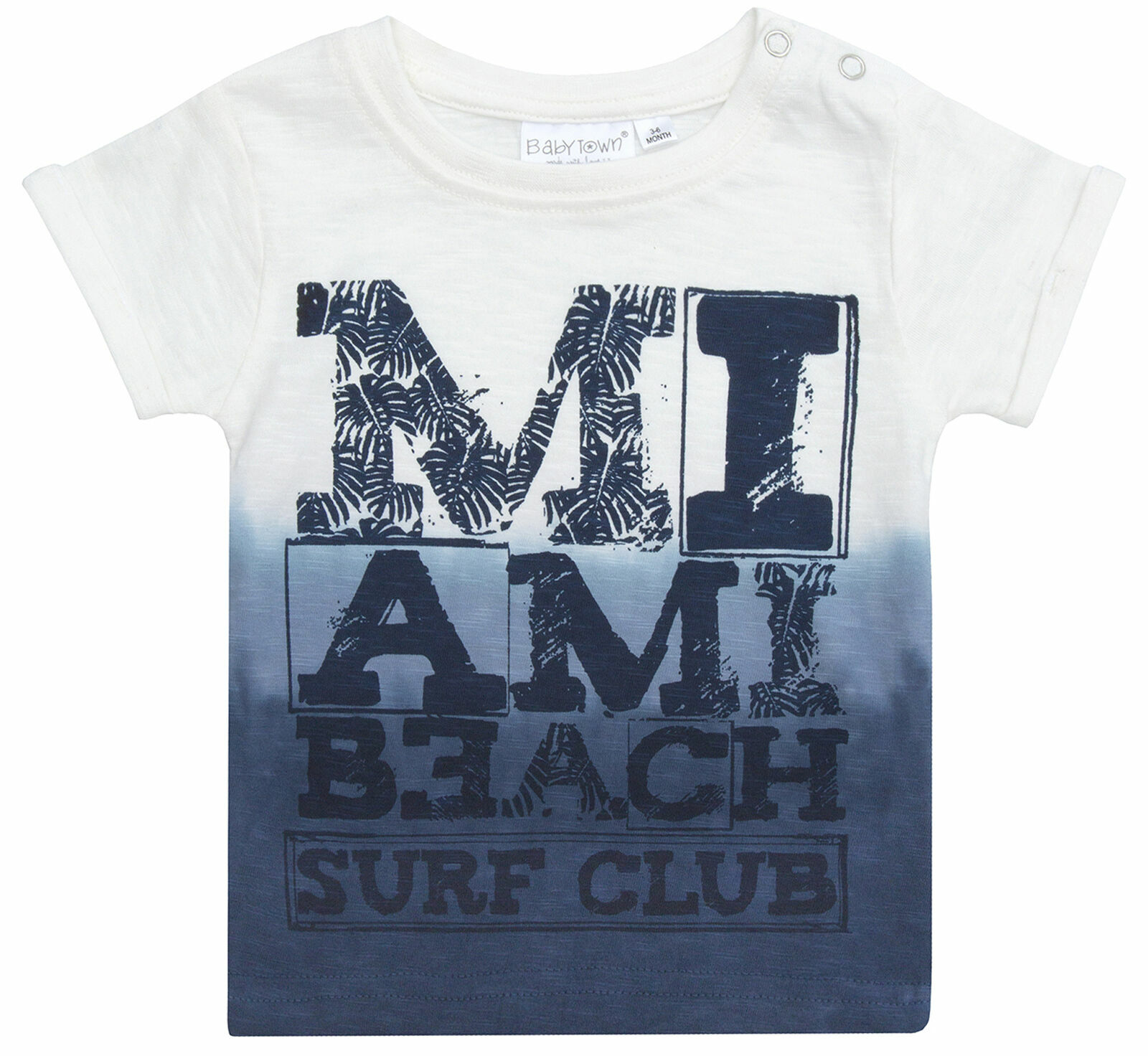 Baby Boys T-Shirt Dip Dye Sleeve 100% Cotton Top Holiday Beach 0-24 ...