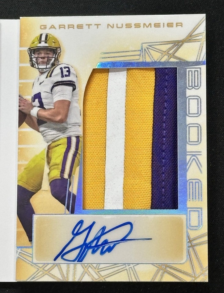 2024 Leaf Jaxson Dart Garrett Nussmeier Booklet Laundry Tag Patch Dual ...