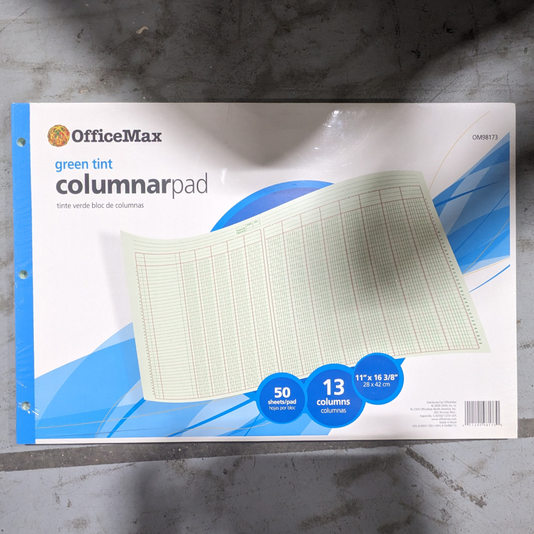 Columnar Pad 13 Columns, 11 x 16.375 Inches, 50-Sheets, Green (OM98173 ...
