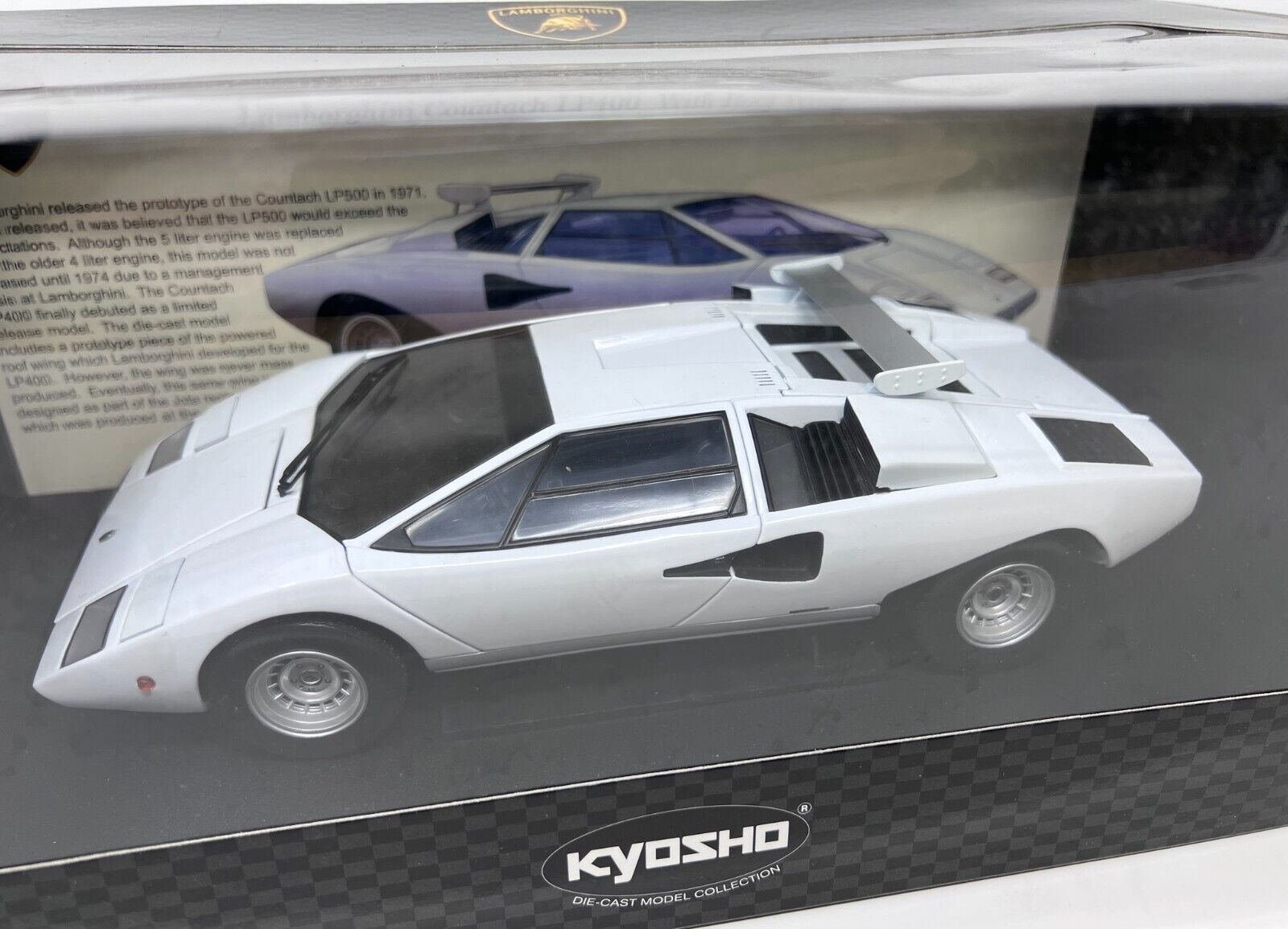 1/18 Kyosho Lamborghini Countach LP400 with Roof Wing White 08324W (ea2 ...