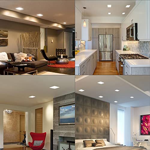QIBANG 8 Inch Square LED Recessed Lighting Dimmable with Junction Box ...