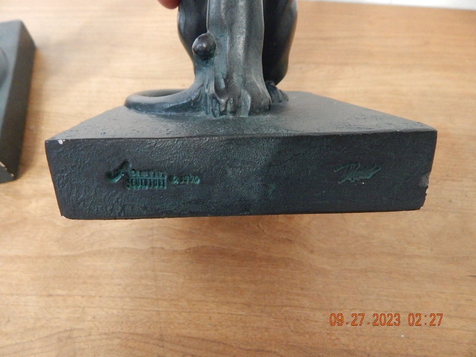 Vtg MCM black Panther sculpture bookend sleek art deco style DANEY ...