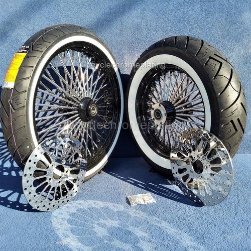 DNA Mammoth 52 Spoke Black Wheels 2 Rotor Tire Harley 08-23 Softail ...