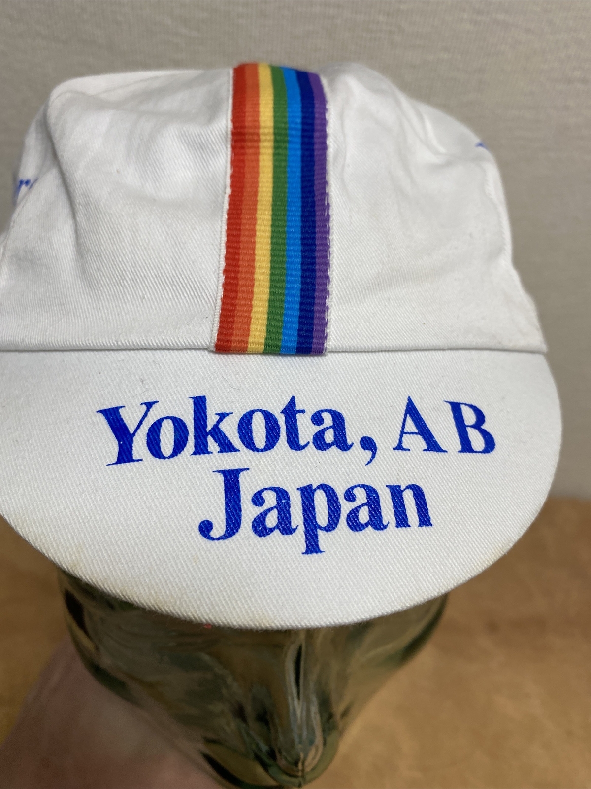 Vintage Yokota AB Japan Running Hat Cap White Rainbow 25k 5k Relay Race ...