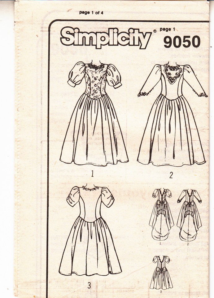 Simplicity 9050 Bride Bridesmaid Dress Cascade Train Sewing Pattern 12 ...