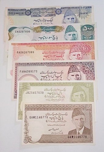 Old Pakistani Currency Lot Of 6 Notes | UNC | Rs 1000-5 set | UNC 1980s ...