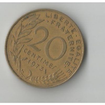 FRANCE REPUBLIQUE FRANCAISE 1973 20 CENTIMES COIN GOOD CIRCULATED | eBay
