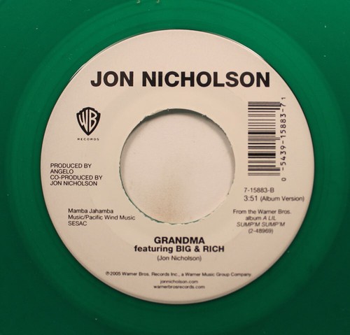 Country Rare Green Vinyl 45 Jon Nicholson - Grandma / Stereo On Warner ...