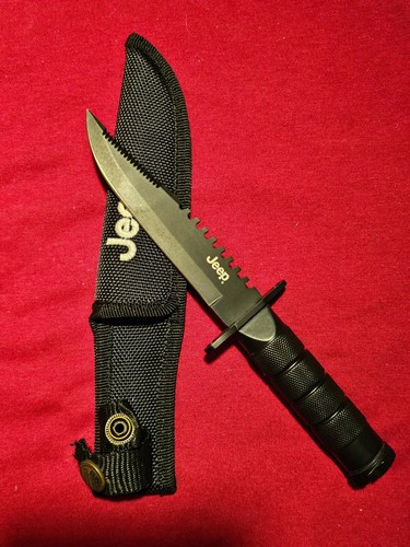 JEEP Survival Knife Fixed Blade Stainless DCC 2008 Combat Black Sheath ...