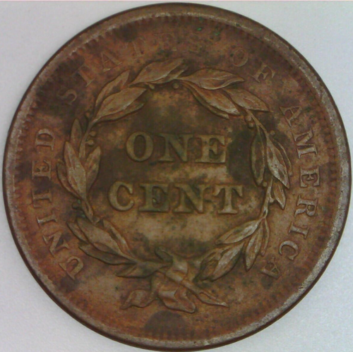 1843 Braided Hair Large Cent AU Details High Grade US 1 One Penny ...