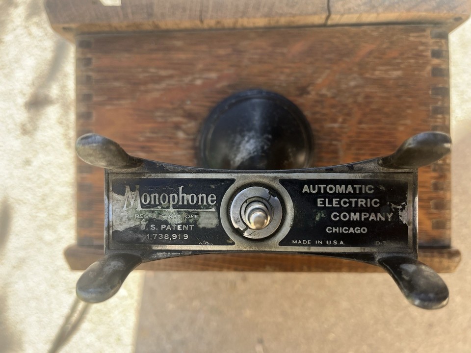 1920s Automatic Electric Monophone Oak Crank Telephone 1920s Complete ...